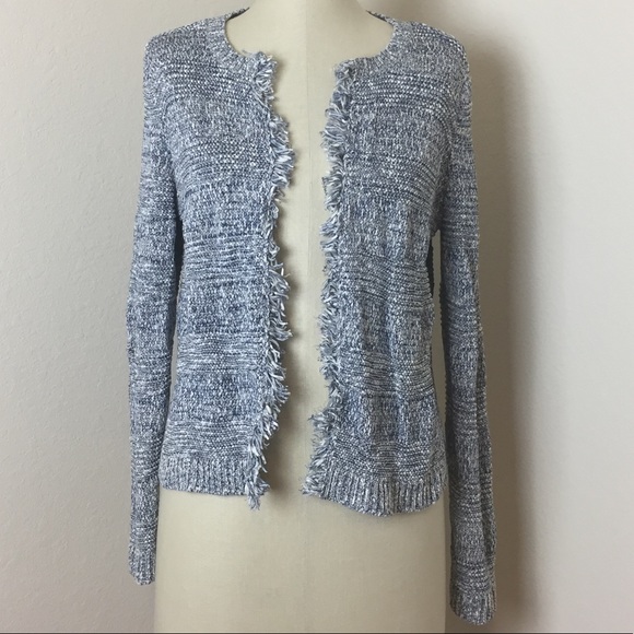 LOFT | Jackets & Coats | Loft Blue Fringe Open Cardigan Jacket | Poshmark